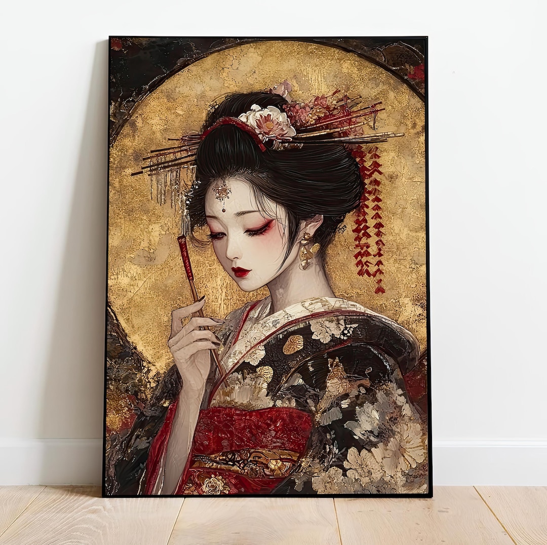 Japanese Geisha Premium Poster, Sun Goddess Amaterasu, Shinto Sumi E ...