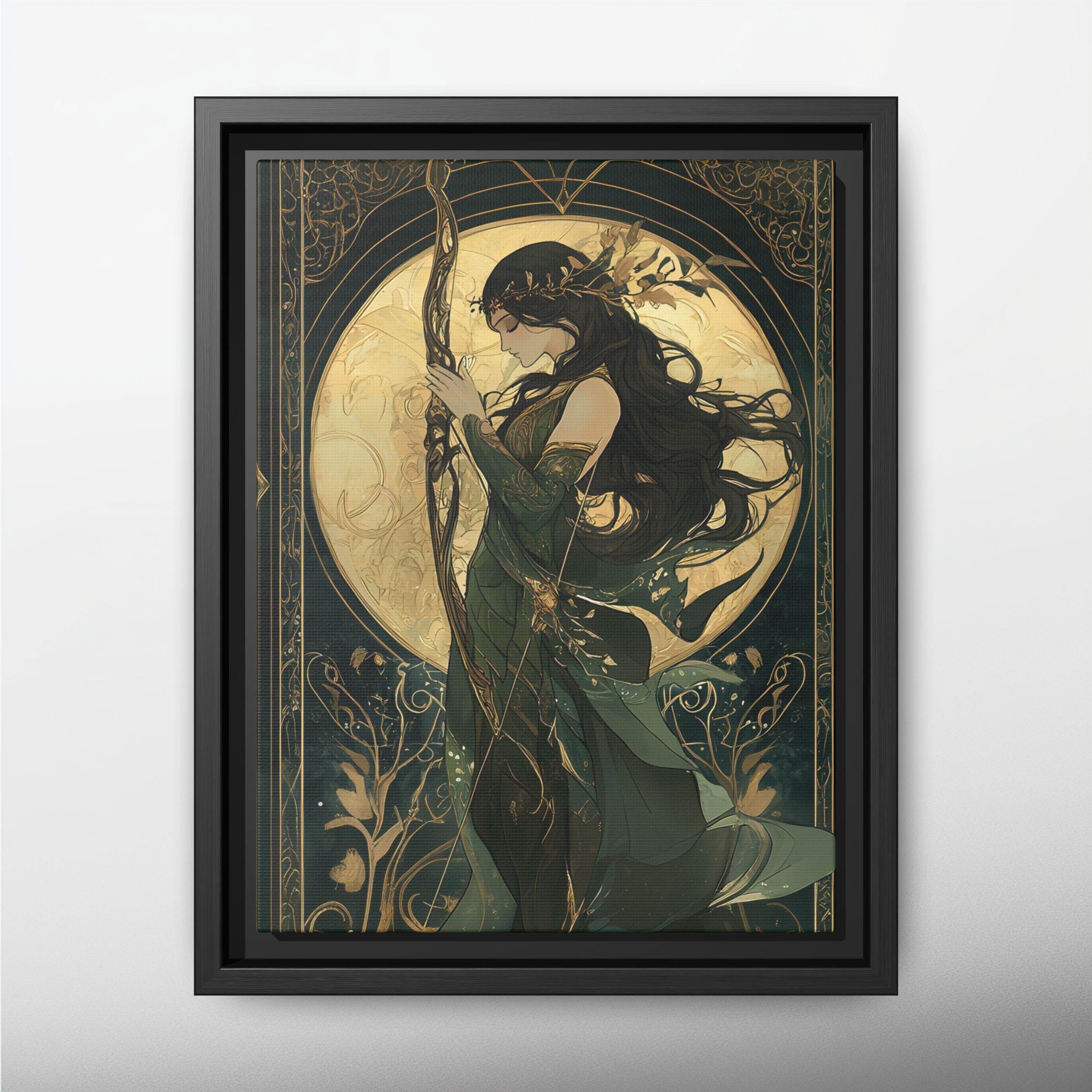 Artemis Huntress Mythology Canvas, Floating Frame Decor, Goddess Wall ...