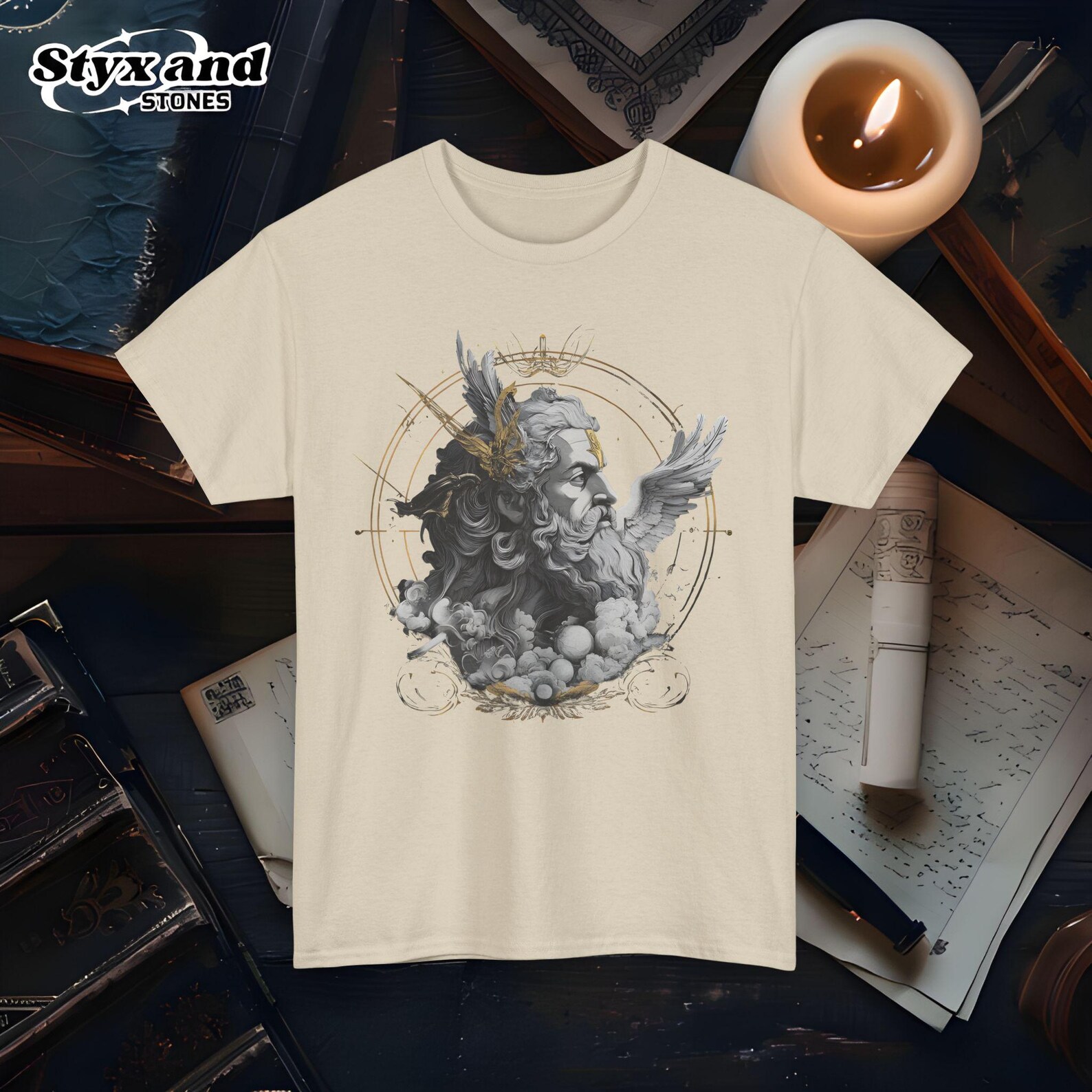 Vintage Zeus Greek God T-shirt Mythology Graphic Tee Thunderbolt Zeus ...