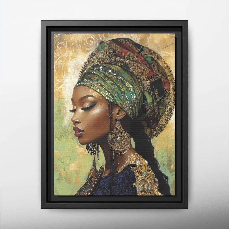 African Goddess Framed Canvas, Queen of Wealth and Feminine Power, the ...