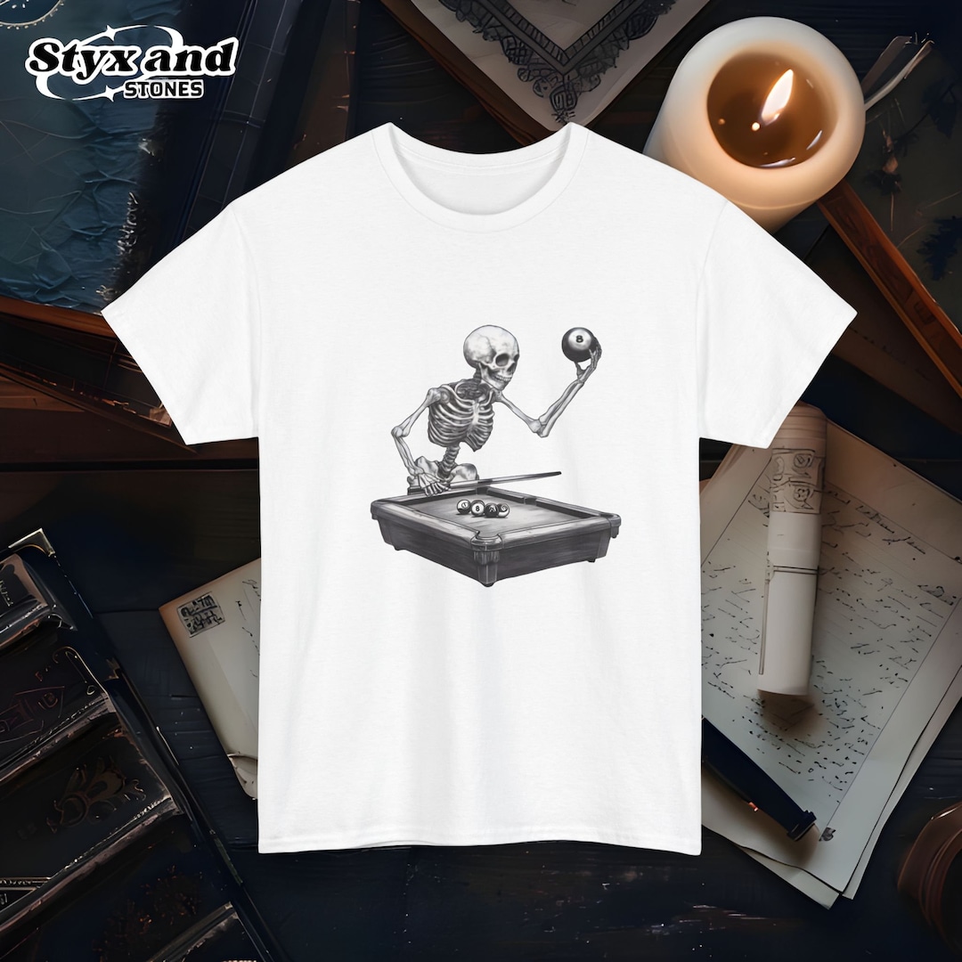 Skeleton Playing Pool Ball Shirt Dark Gothic Dark Fantasy Voodoo Horror ...