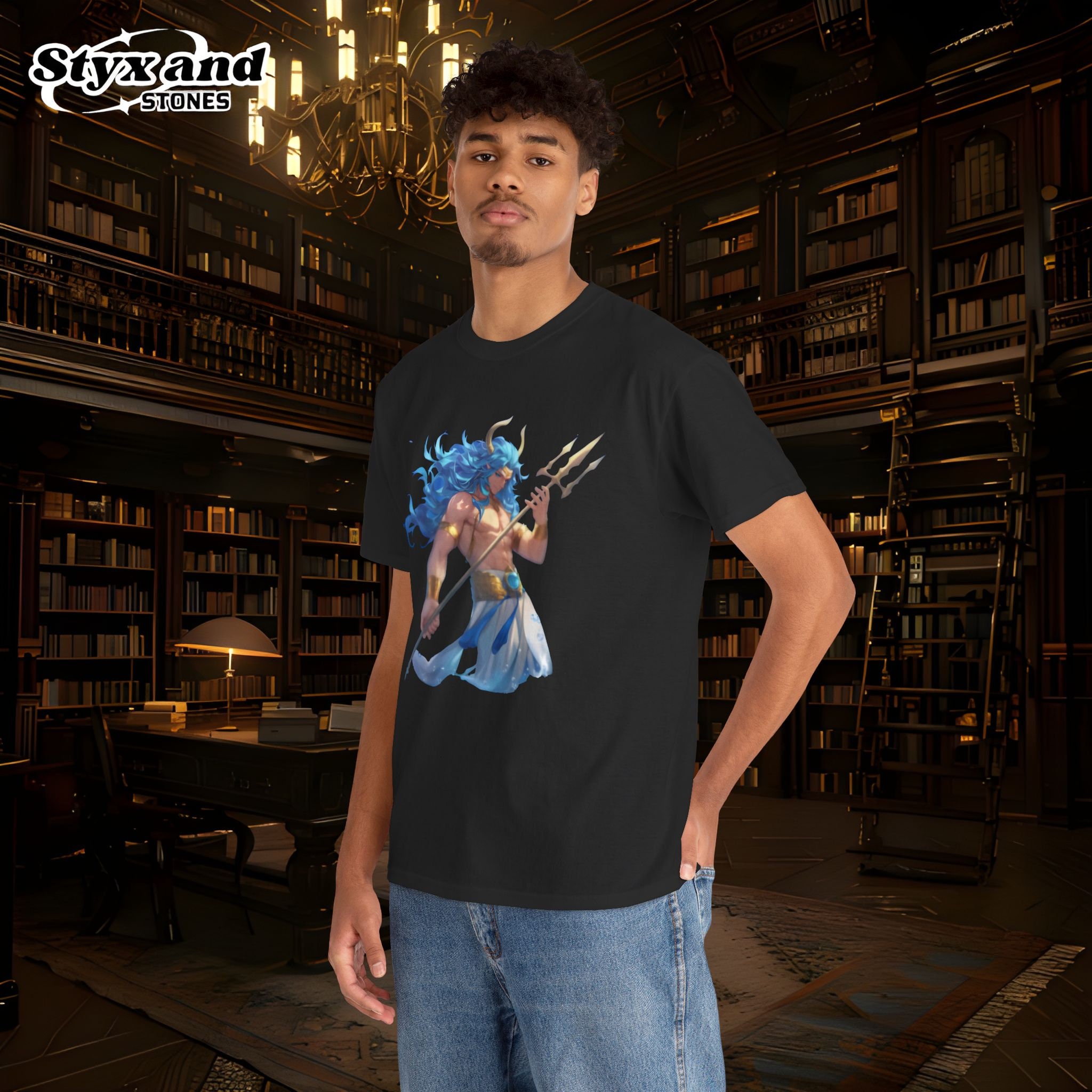 Poseidon Greek Mythology Anime Style T Shirt Ocean God Tee Mythical Sea ...