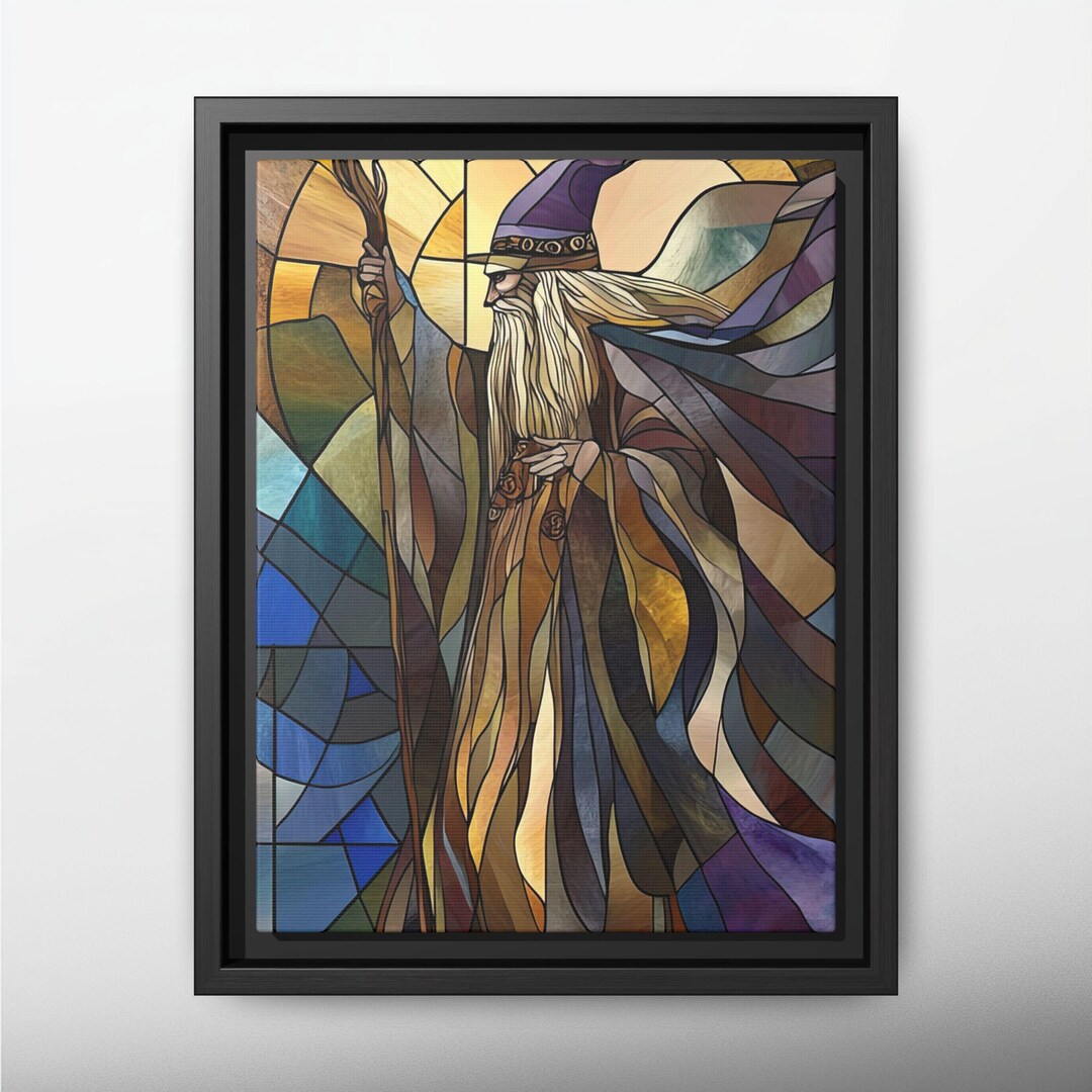 Stained Glass Wizard Canvas Print, Fantasy Fairy Tale Art Design ...