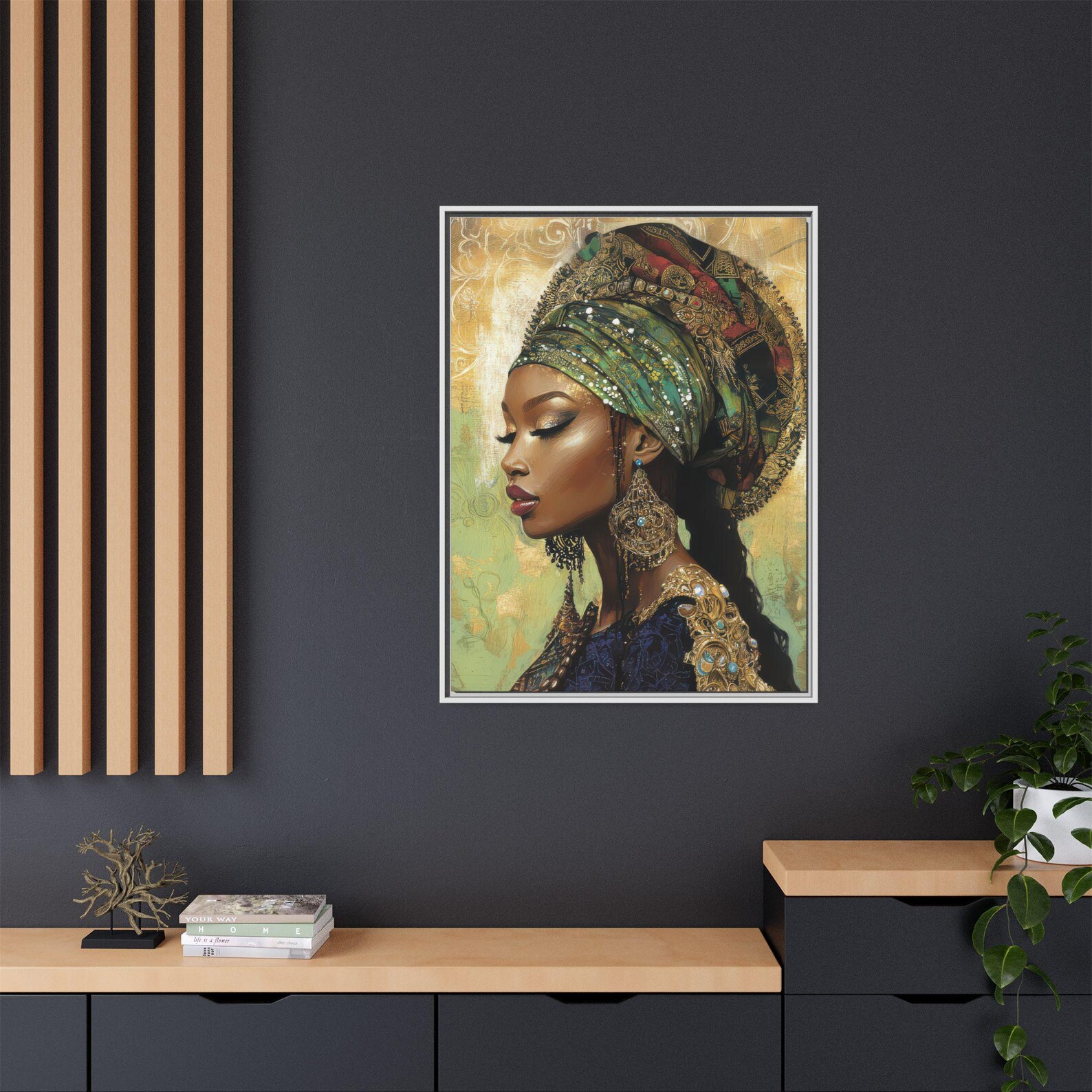 African Goddess Framed Canvas, Queen of Wealth and Feminine Power, the ...
