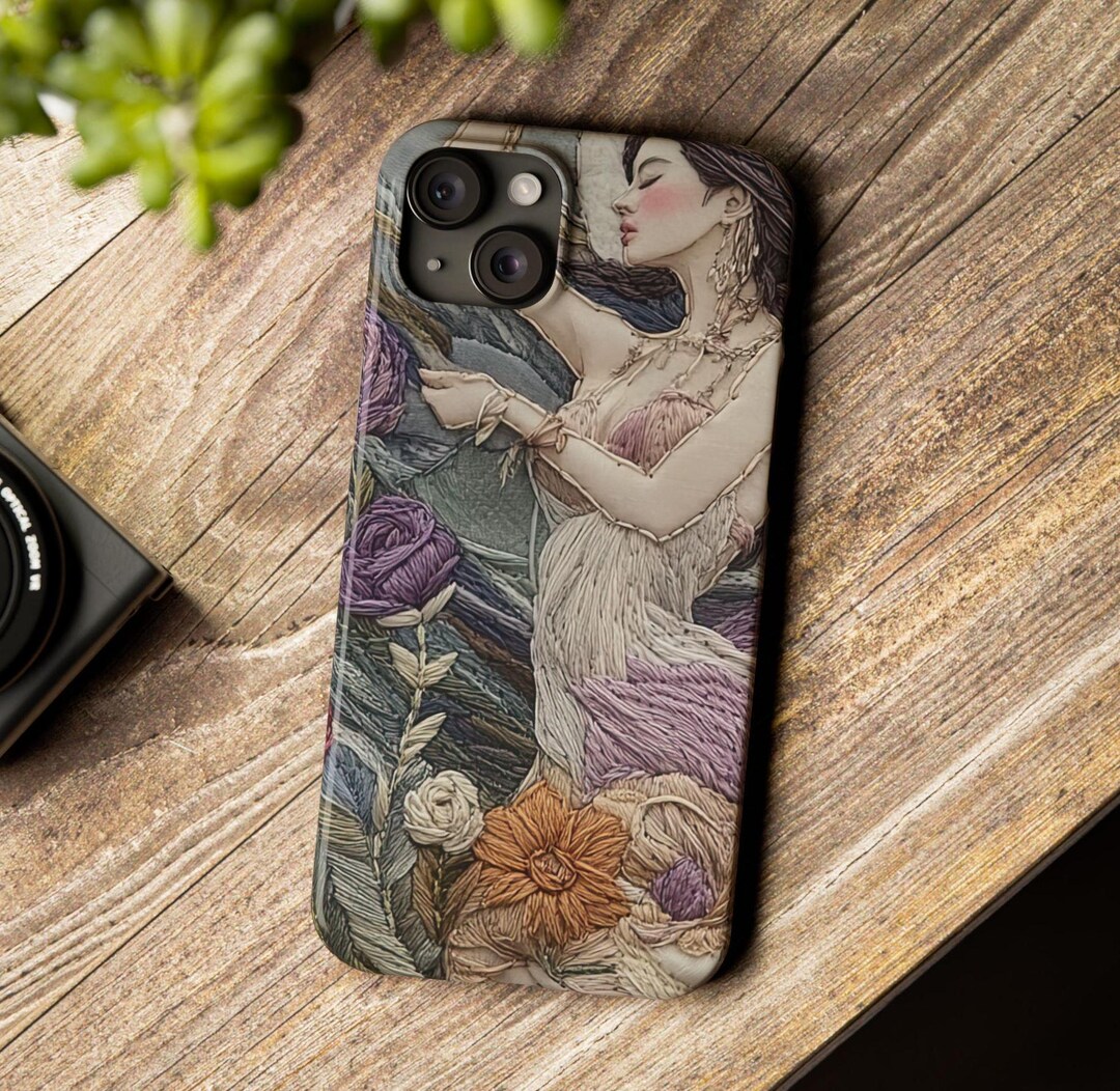 Greek Goddess Embroidery Case | Flower Print Protective Cover | 3D ...