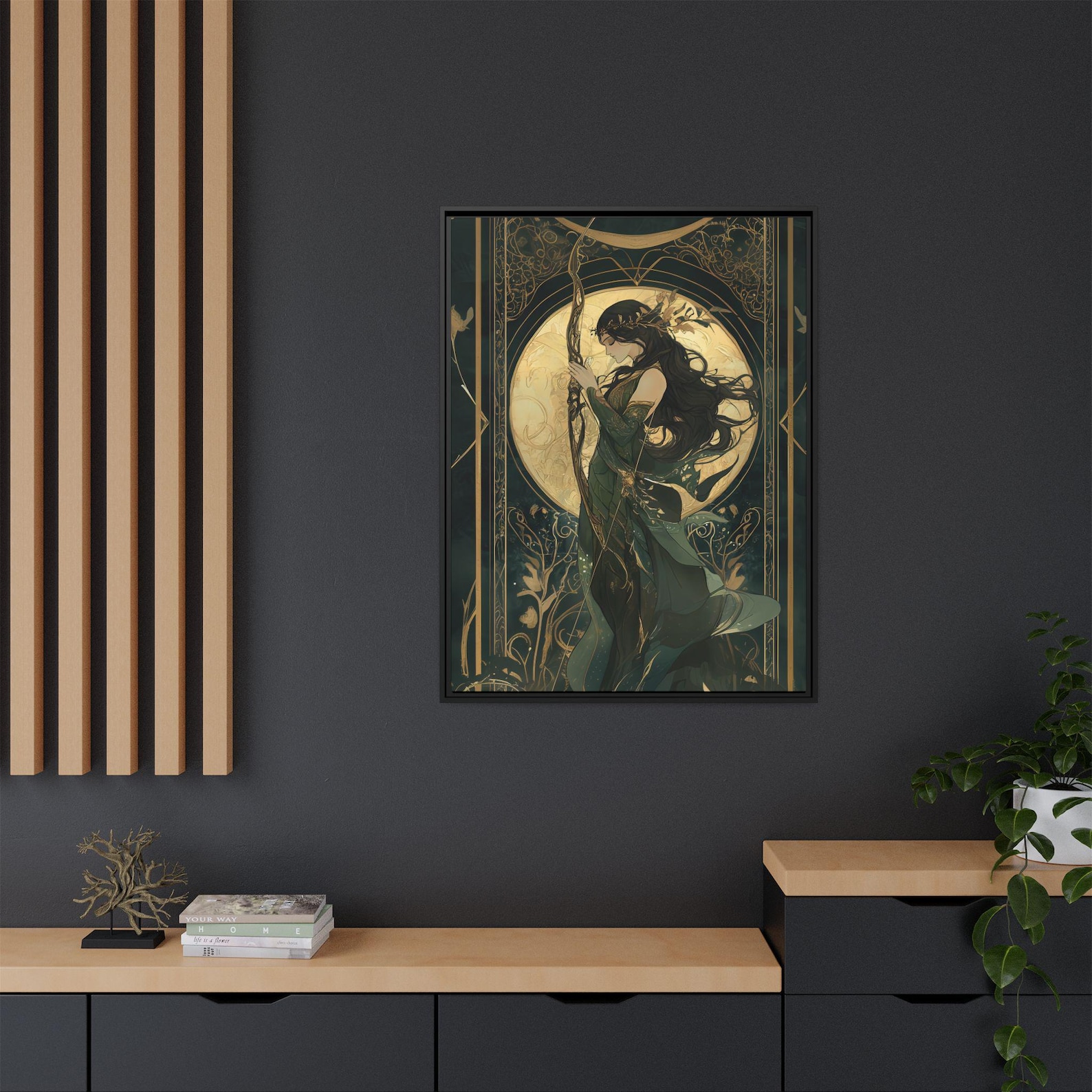 Artemis Huntress Mythology Canvas, Floating Frame Decor, Goddess Wall ...