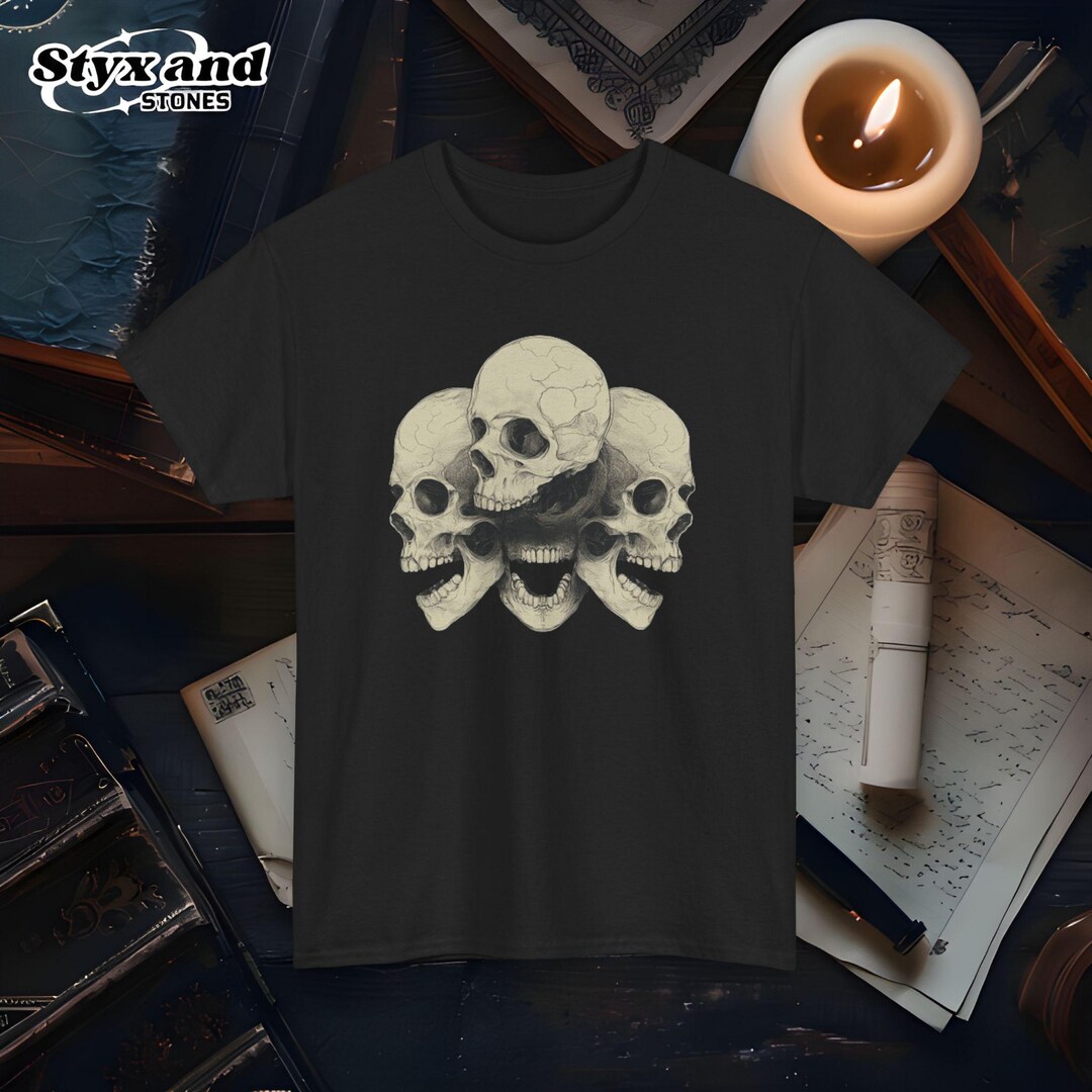 Skull 2000s Y2K Goth Melting Skull Vintage Graphic Halloween Hand Drawn ...