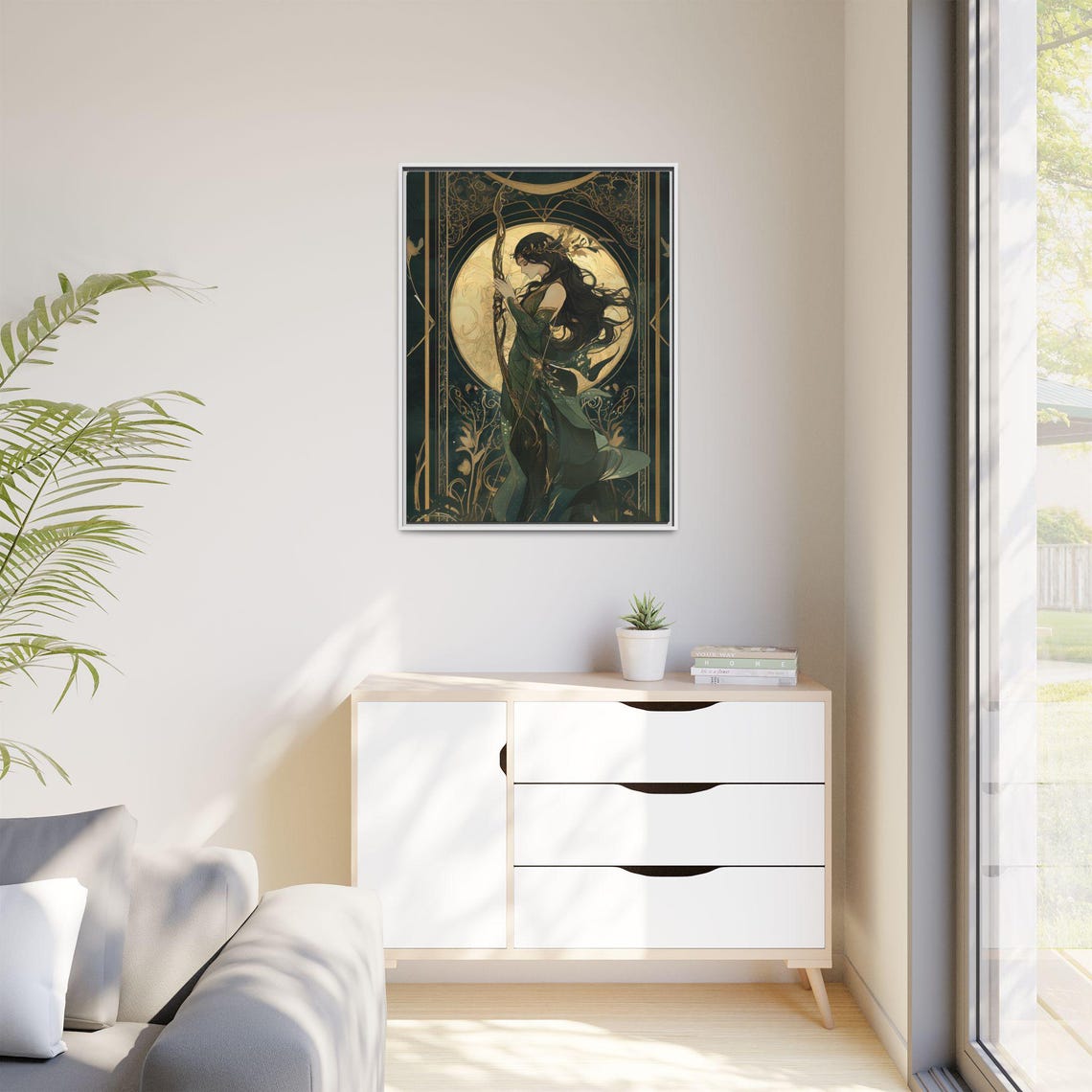 Artemis Huntress Mythology Canvas, Floating Frame Decor, Goddess Wall ...