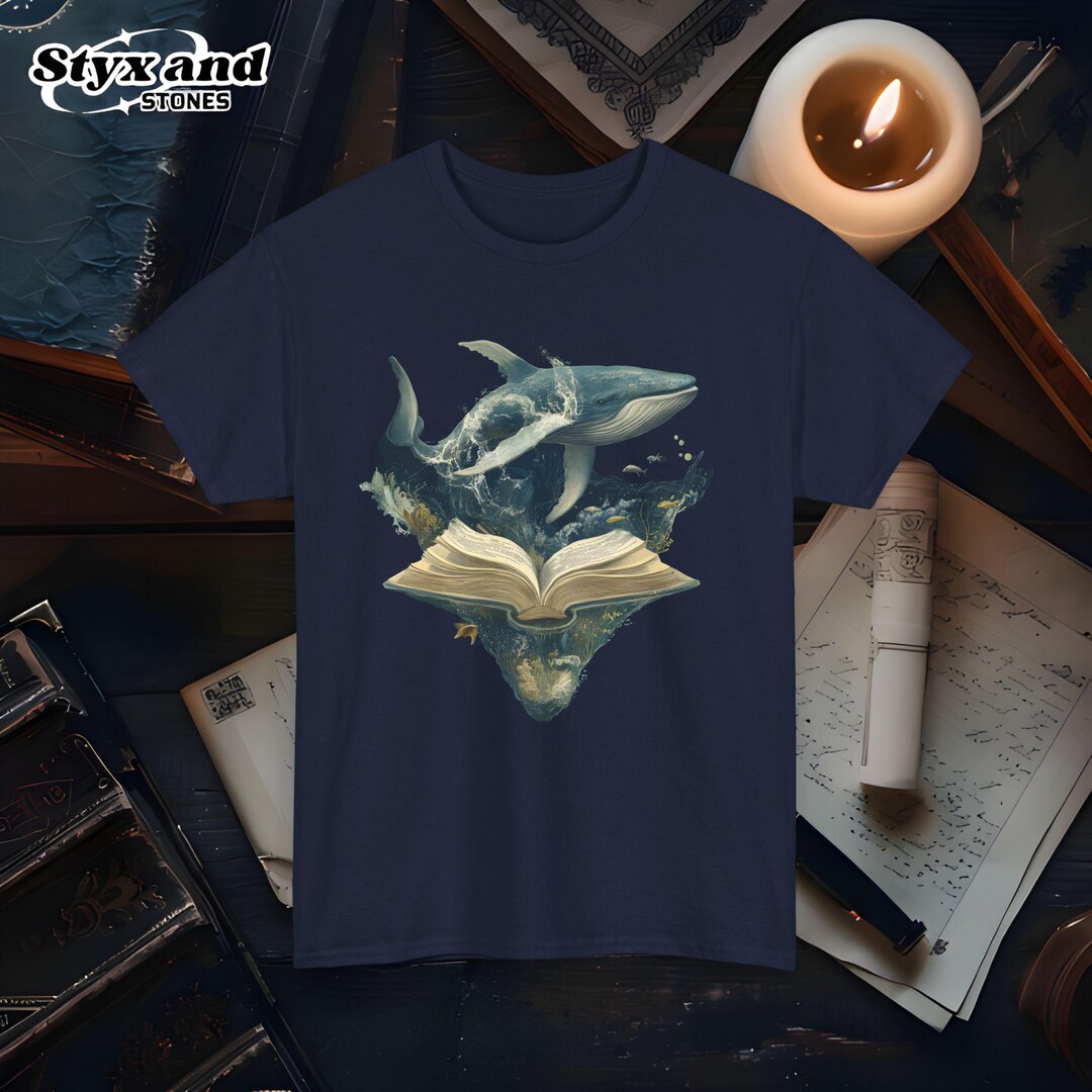 Moby Dick Vintage Design Graphic Tee Classic Literature T Shirt for ...