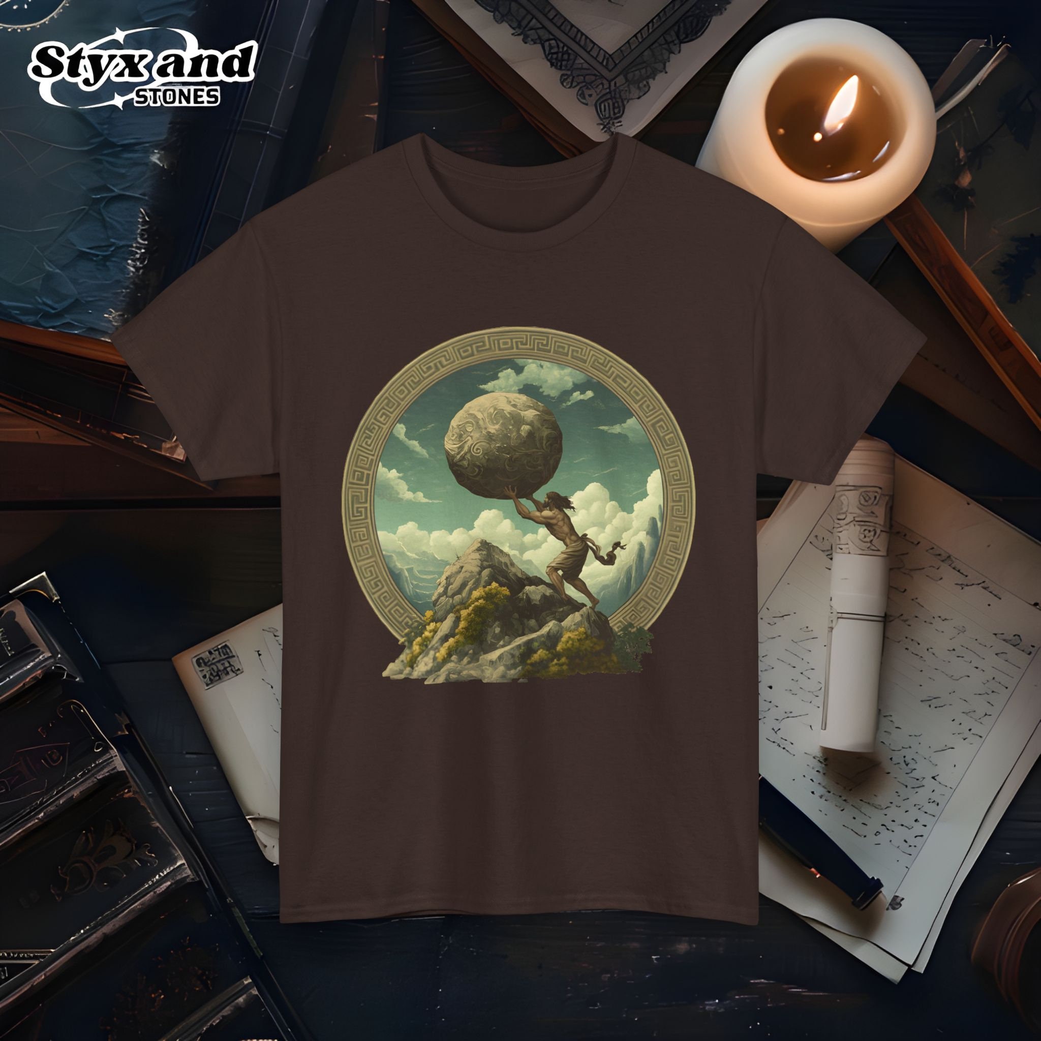 Sisyphus Pushing Boulder Tshirt Greek Mythology Myth of Sisyphus Camus ...