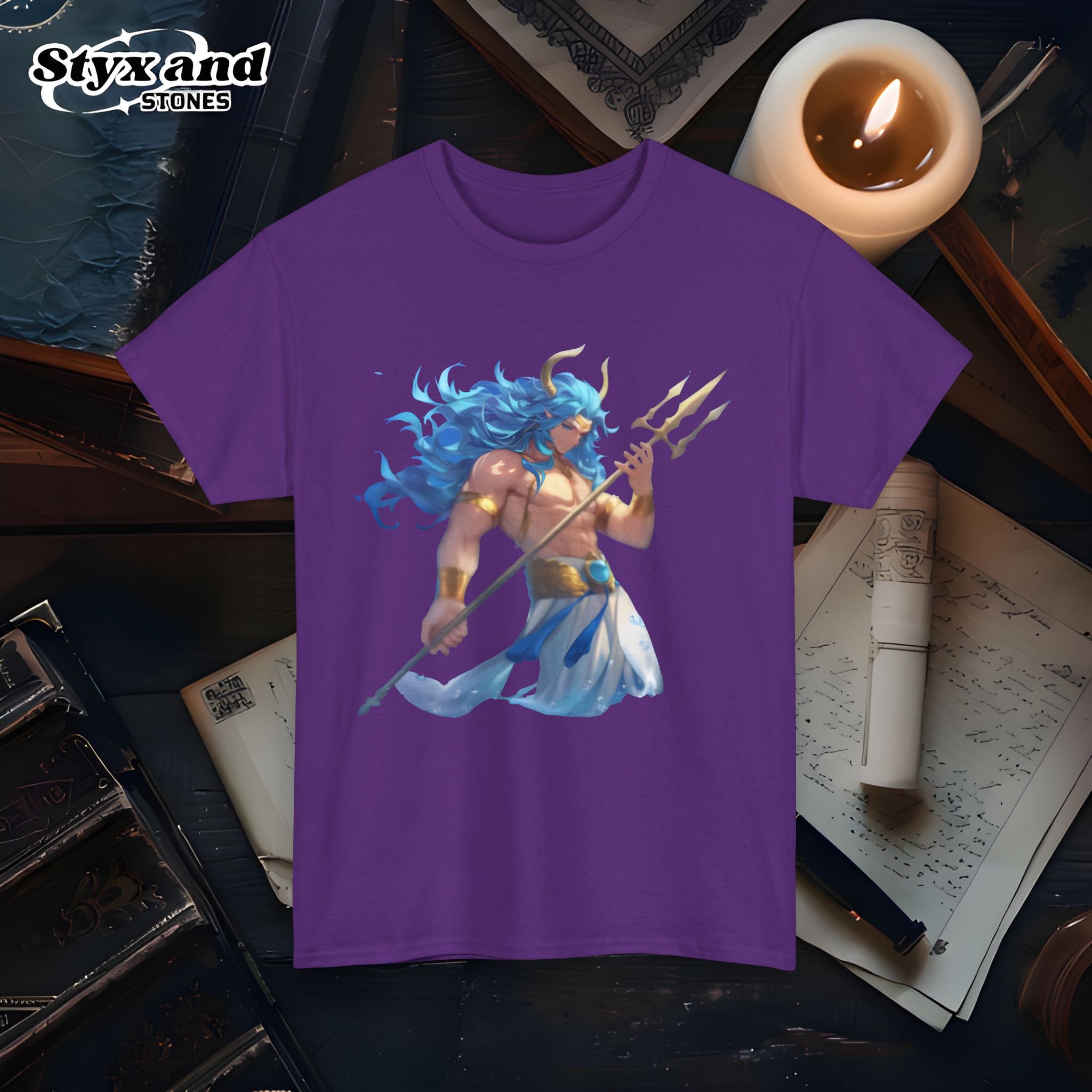Poseidon Greek Mythology Anime Style T Shirt Ocean God Tee Mythical Sea ...