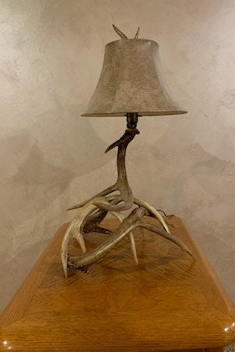 Trophy Whitetail Deer, 3 Antler Desk Lamp | Rustic Country Cabin ...