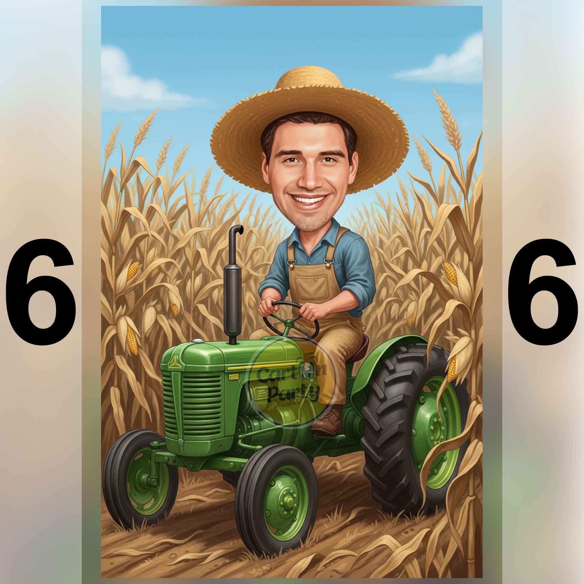 Gift for Farmer, Personalized Tractor Driver Cartoon Portrait, Custom ...