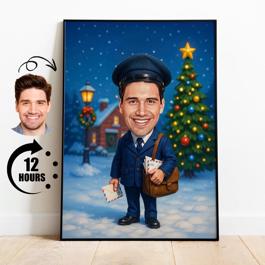Custom Postman Caricature From Photo Funny Christmas Gift for Mail ...