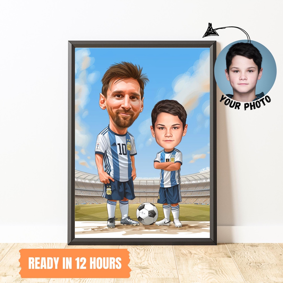 Messi Custom Portrait, Messi Caricature, Football Gifts, Personalized ...