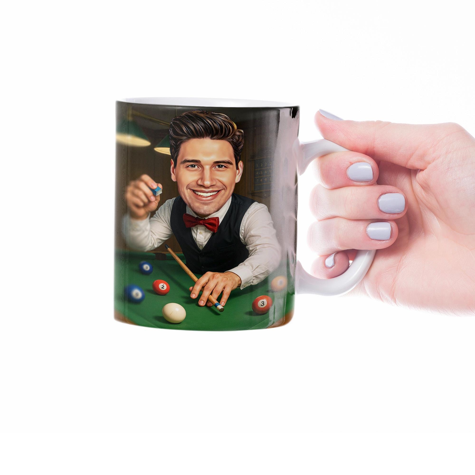 Custom Billiards Caricature: Funny Pool Player Portrait (digital ...