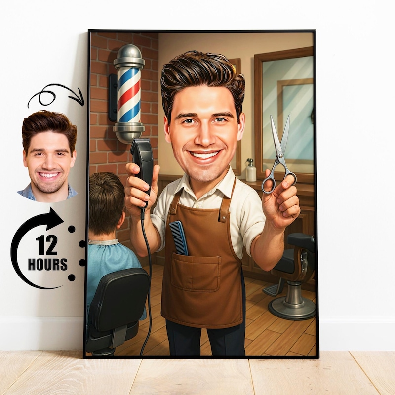 Barber Cartoon Caricature - Etsy