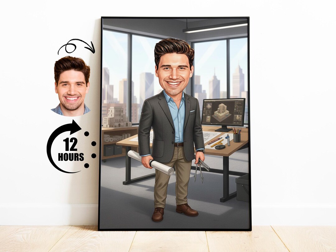 Personalised Architect Caricature: Custom Architecture Gift From Photo ...