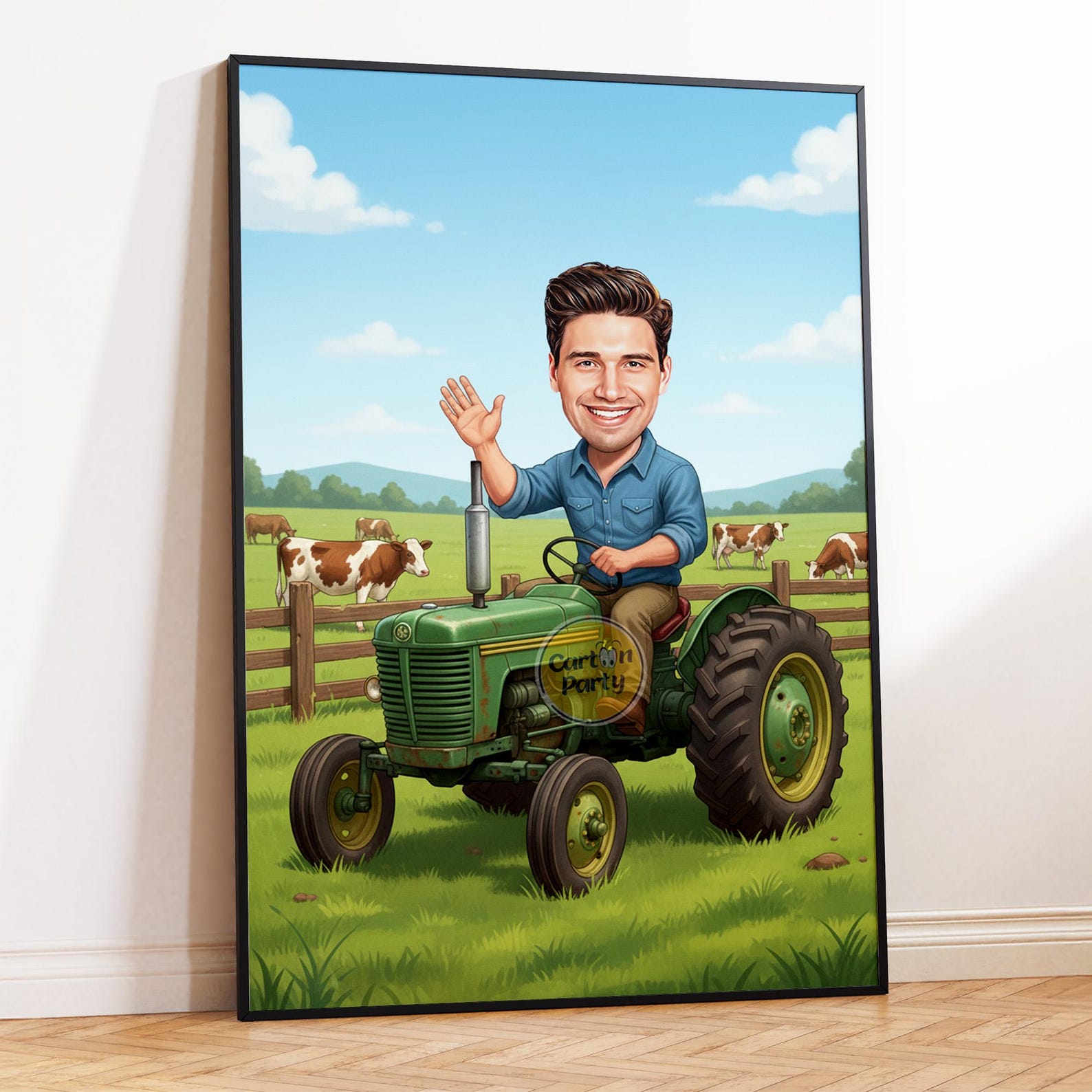 Gift for Farmer, Personalized Tractor Driver Cartoon Portrait, Custom ...