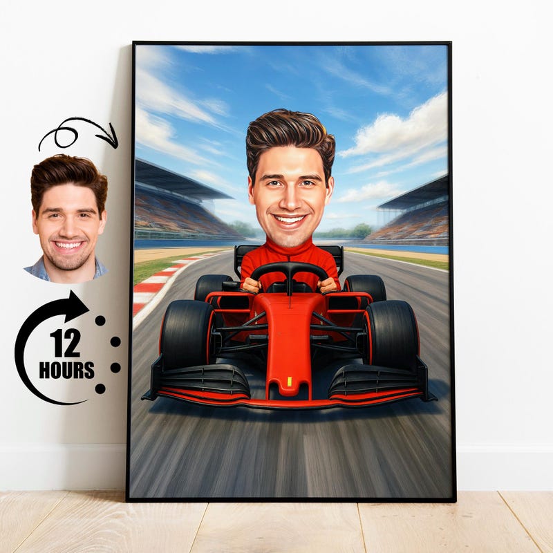 Formula 1 Driver Cartoon - Etsy