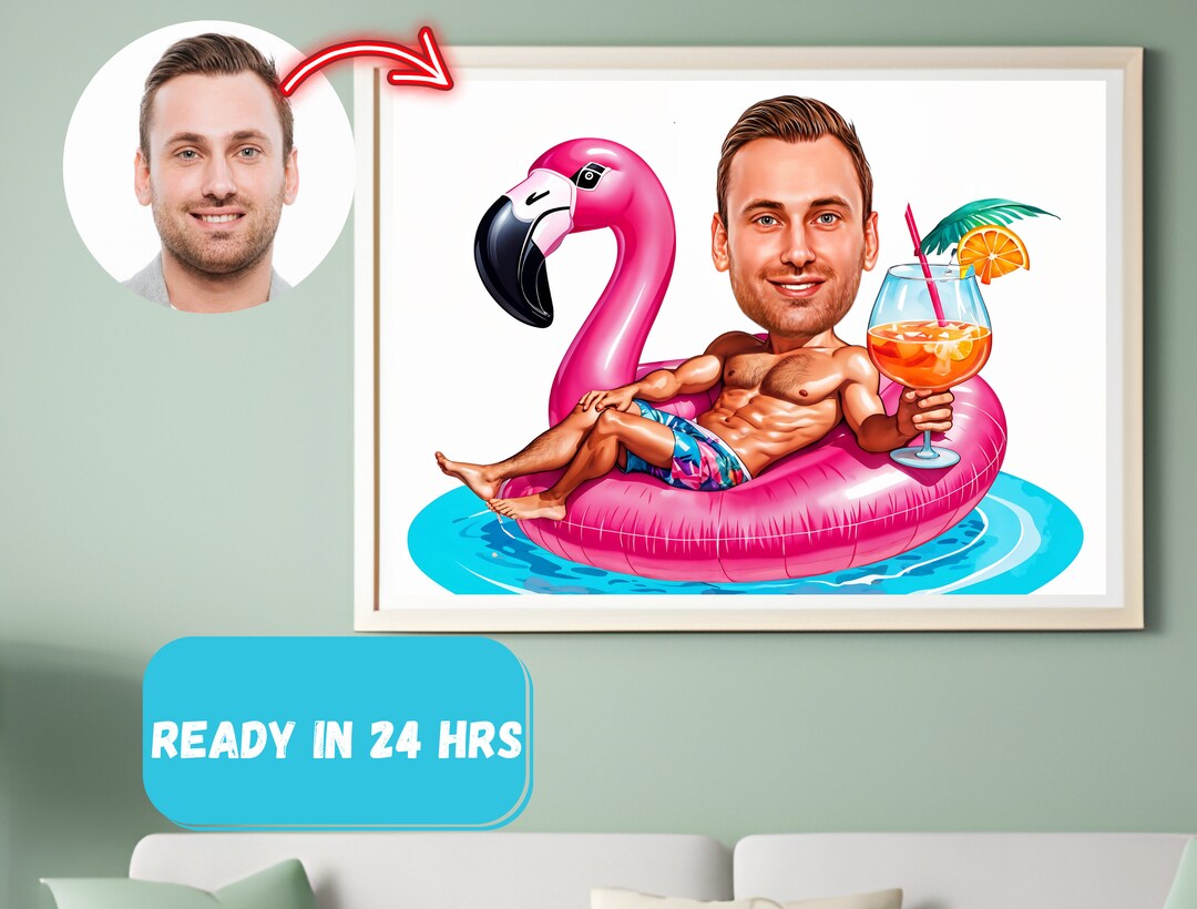 Custom Cartoon Beach Body Swap Portrait - Personalized Digital ...
