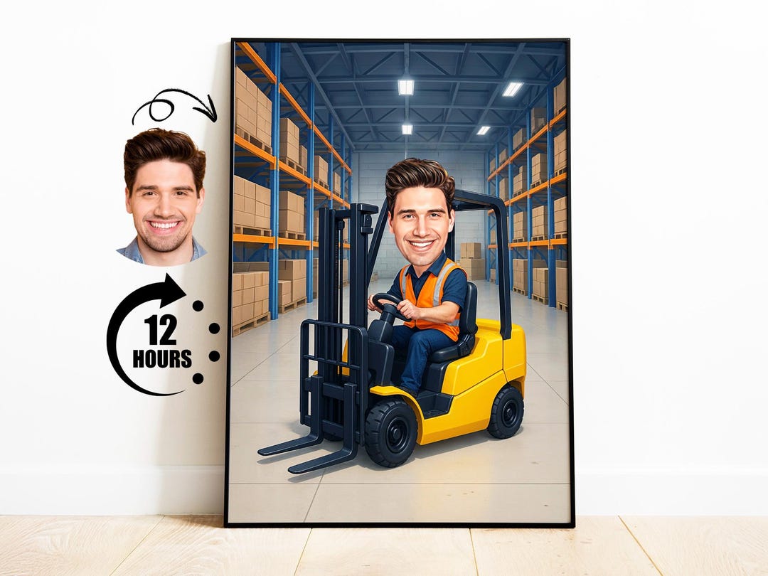 Custom Forklift Caricature, Personalized Forklift Cartoon Portrait From ...