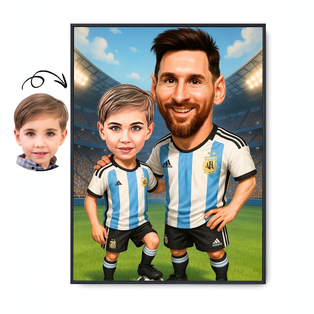 Messi Custom Portrait, Messi Caricature, Football Gifts, Personalized ...