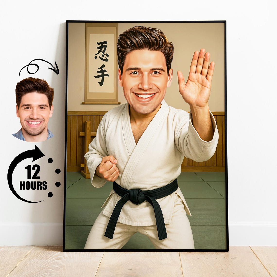 Custom Karate Caricature: Funny Martial Arts Dojo Portrait (digital ...