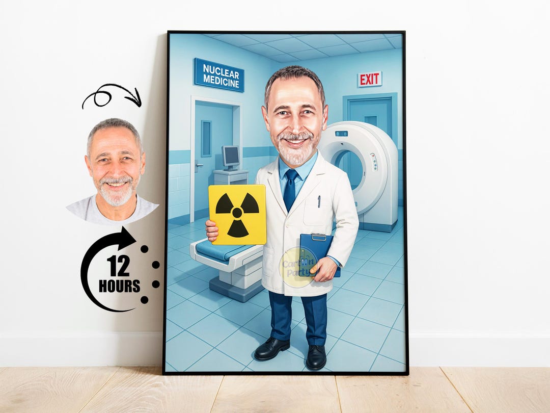 Personalized Nuclear Medicine Doctor Cartoon Portrait, Custom Nuclear ...