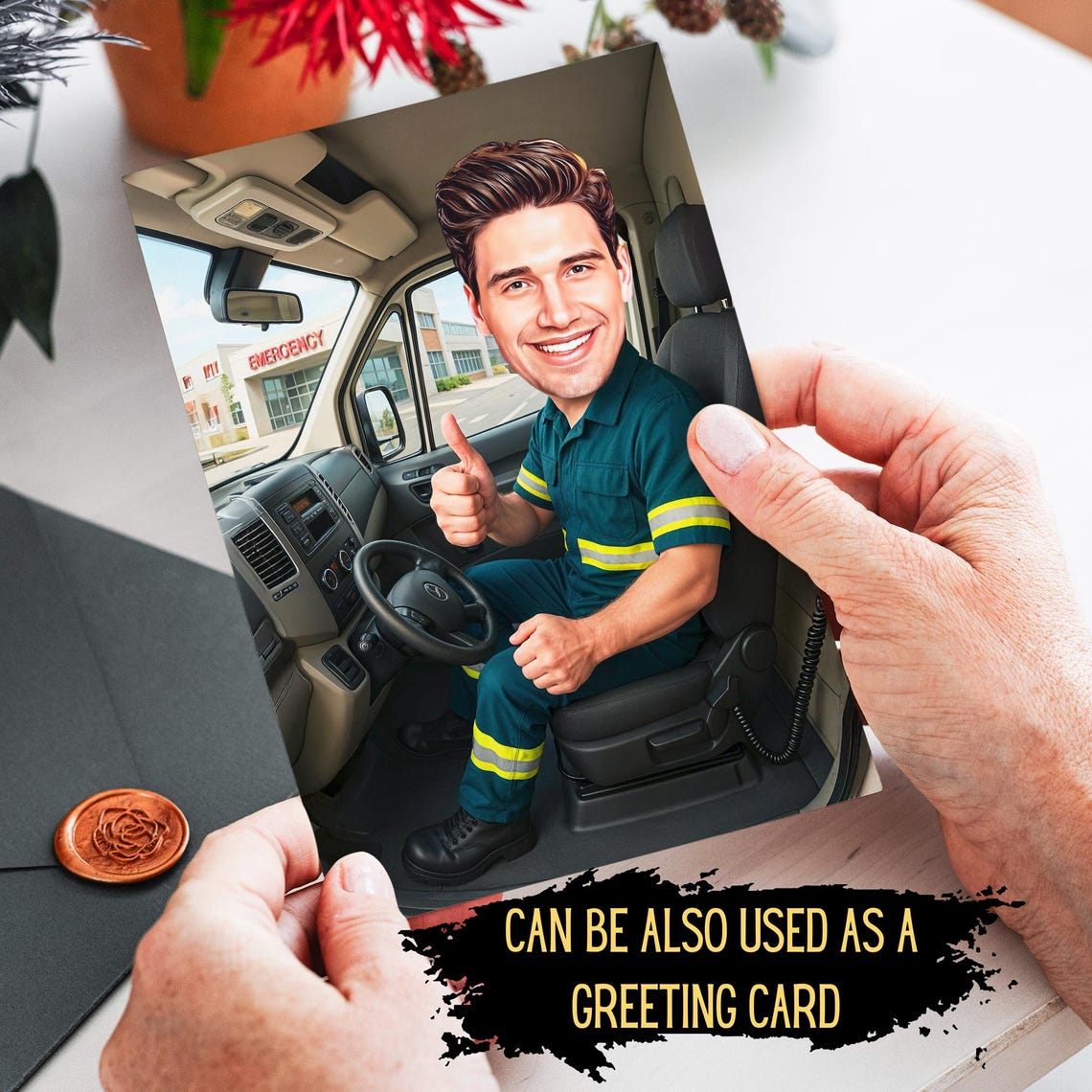 Custom Ambulance Driver Caricature: Personalized EMT Portrait Gift ...