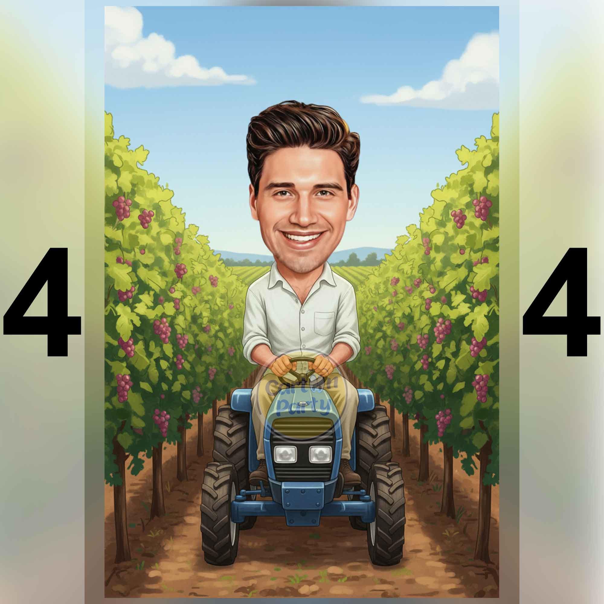 Gift for Farmer, Personalized Tractor Driver Cartoon Portrait, Custom ...