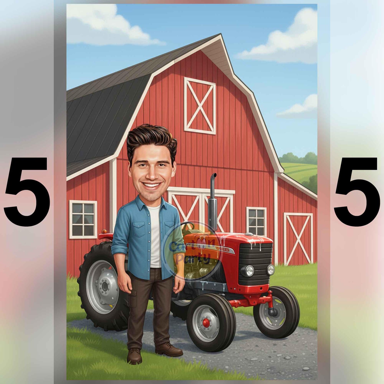 Gift for Farmer, Personalized Tractor Driver Cartoon Portrait, Custom ...