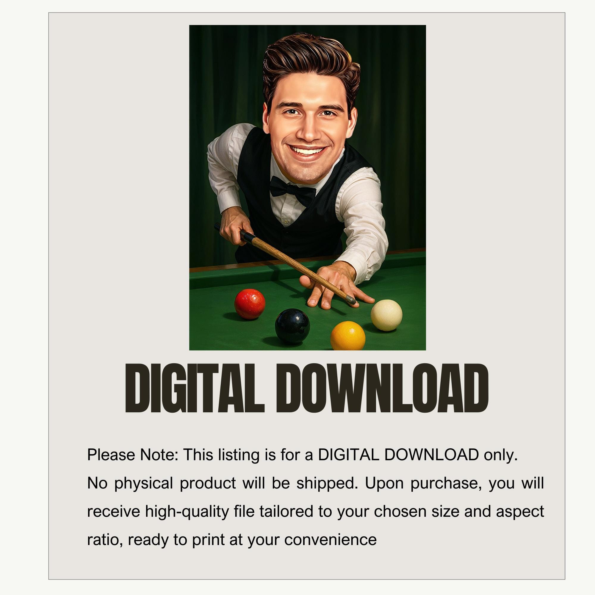Custom Snooker Player Caricature: Funny Pool Portrait (digital Download ...