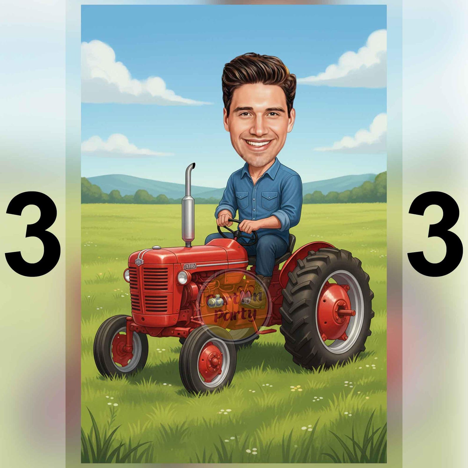 Gift for Farmer, Personalized Tractor Driver Cartoon Portrait, Custom ...