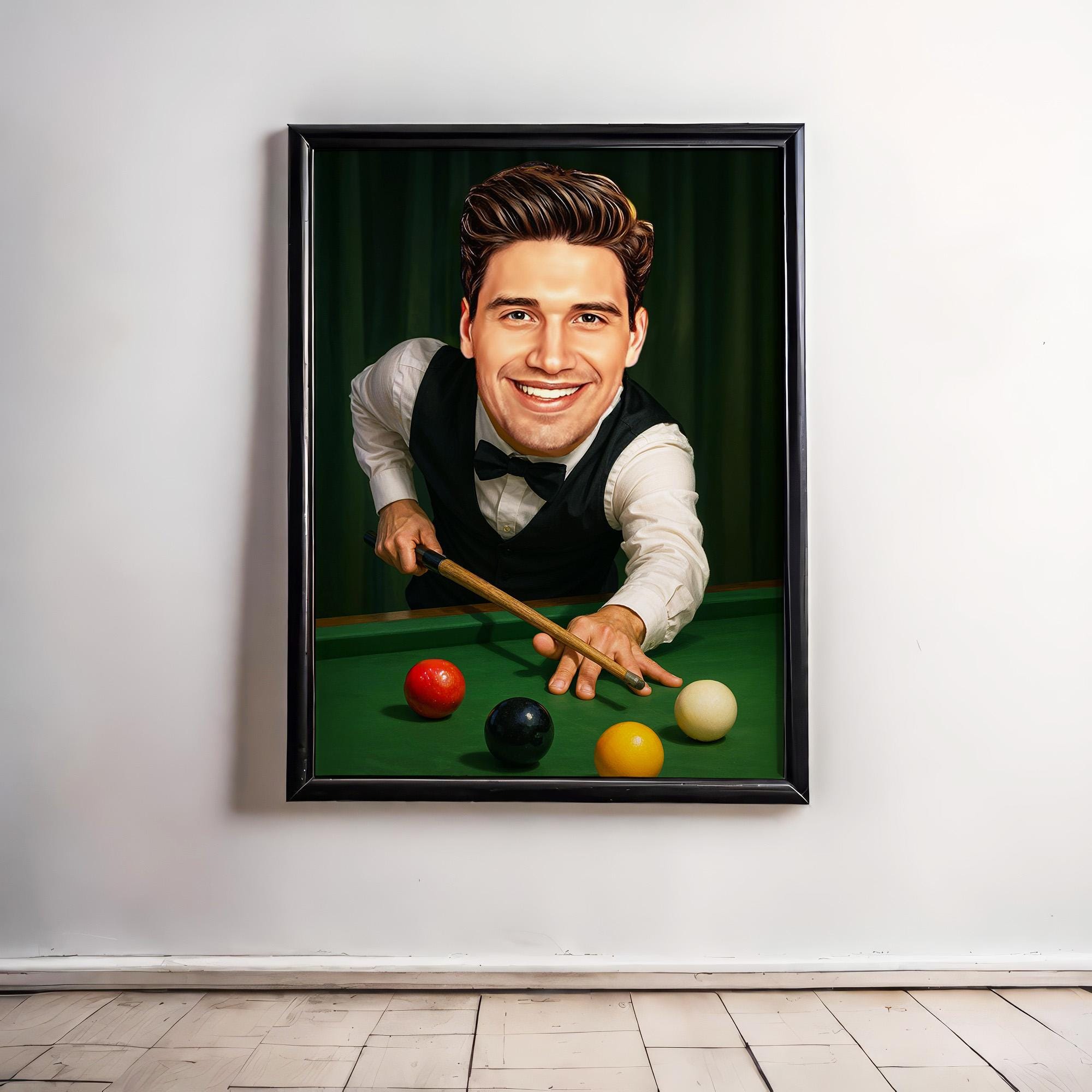 Custom Snooker Player Caricature: Funny Pool Portrait (digital Download ...