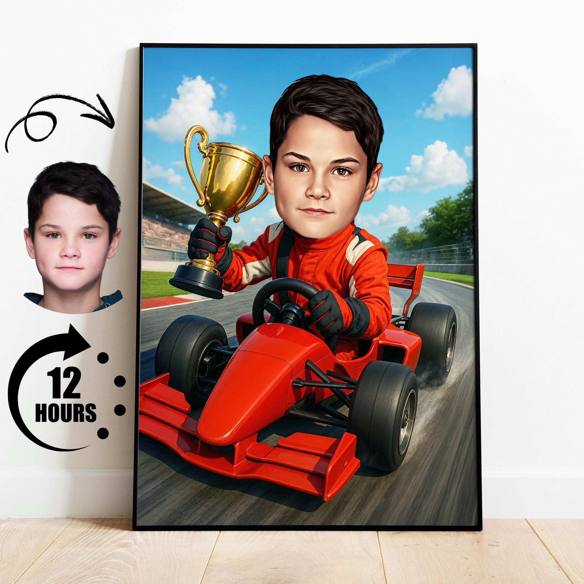 Custom Formula 1 Cartoon Portrait: Racing Car Caricature (digital ...
