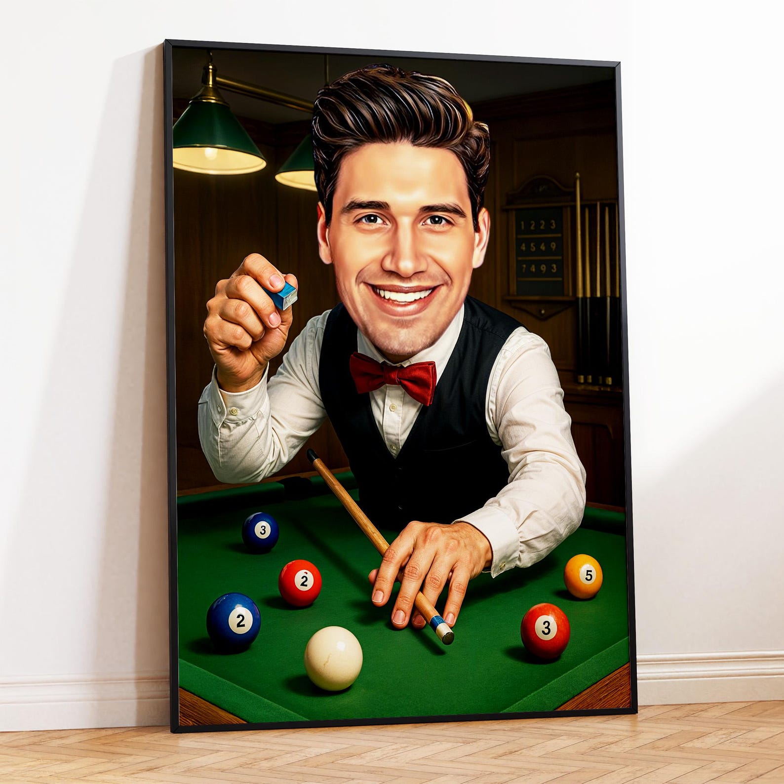 Custom Billiards Caricature: Funny Pool Player Portrait (digital ...