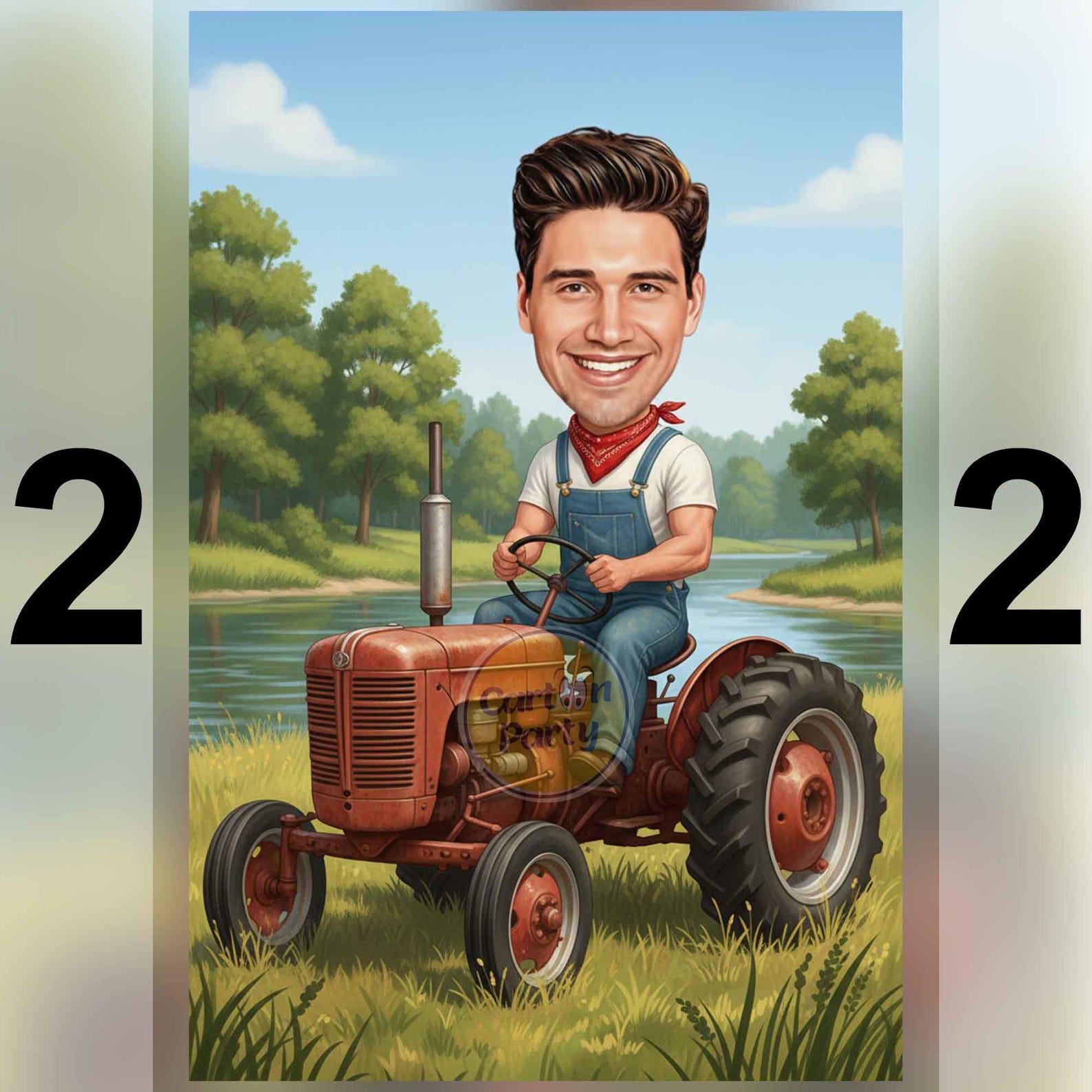 Gift for Farmer, Personalized Tractor Driver Cartoon Portrait, Custom ...