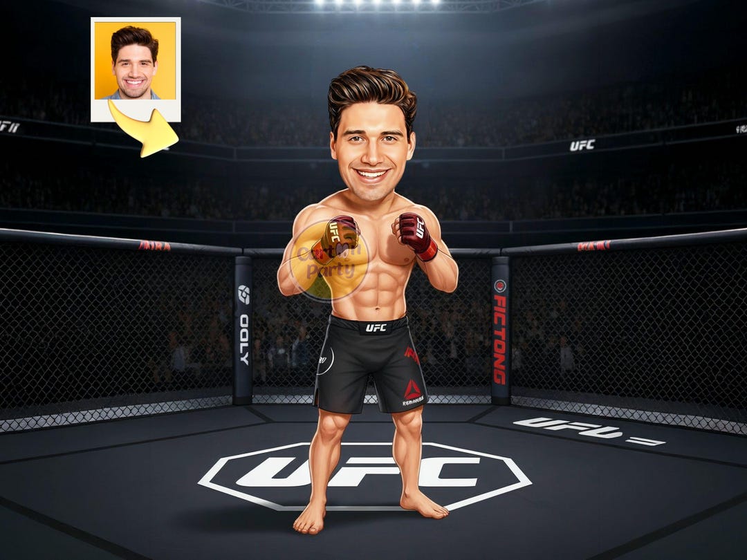 Personalized MMA Fighter Cartoon Portrait, Funny MMA Fighter Gift ...