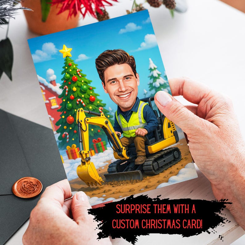 Custom Construction Worker Caricature, Funny Excavator Operator Gift ...
