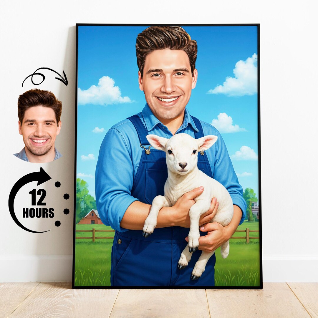 Funny Farmer Caricature Personalized Gift Digital Portrait Farmer With ...