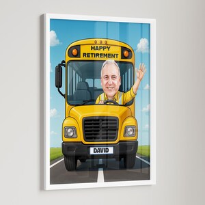 Custom School Bus Driver Retirement Caricature Portrait (digital ...