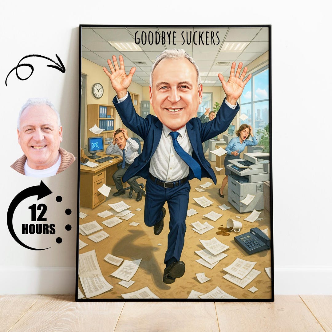 Funny Retirement Caricature Gift: Custom Goodbye Office Art (digital ...