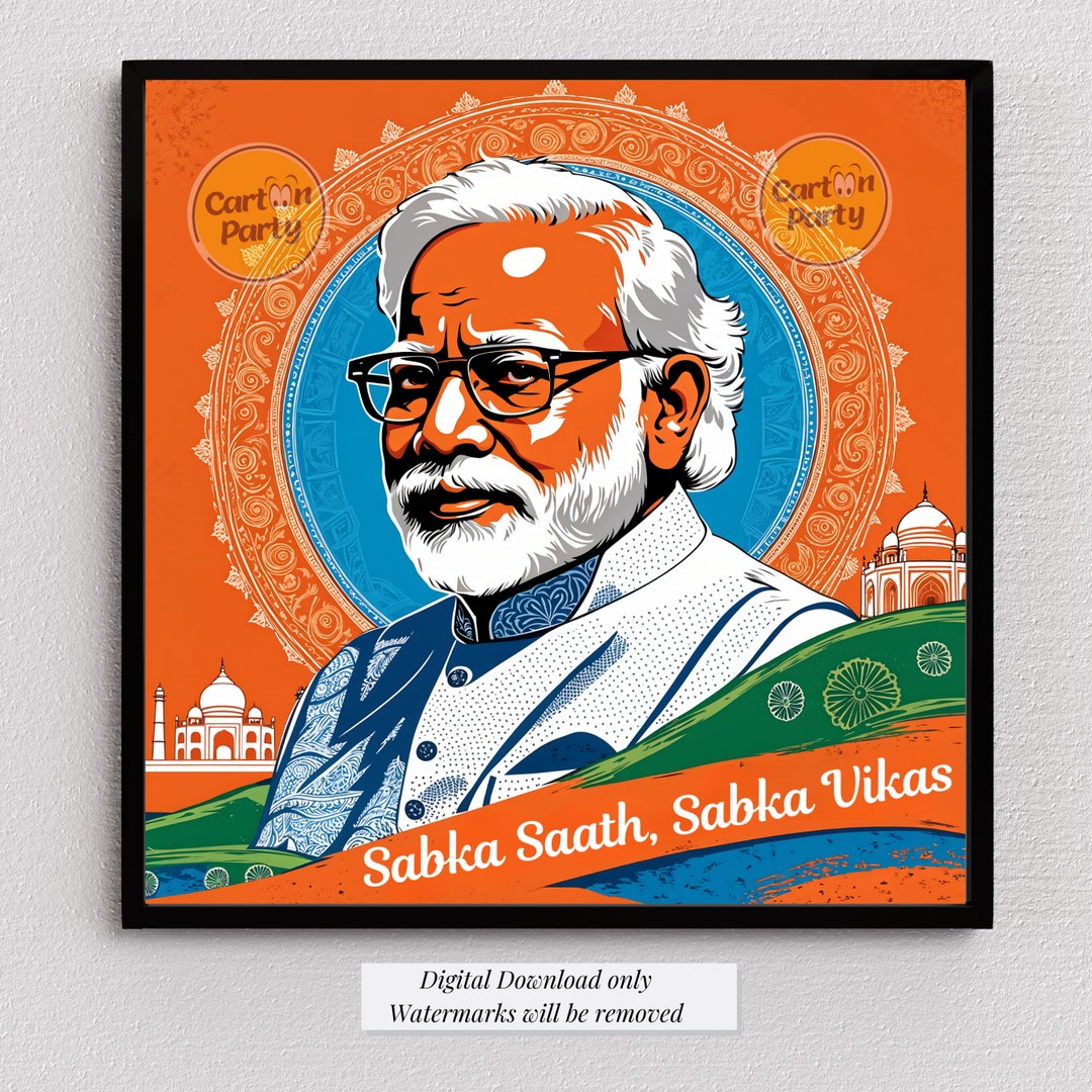 Digital Portrait of India's Prime Minister Instant Download Gift for ...