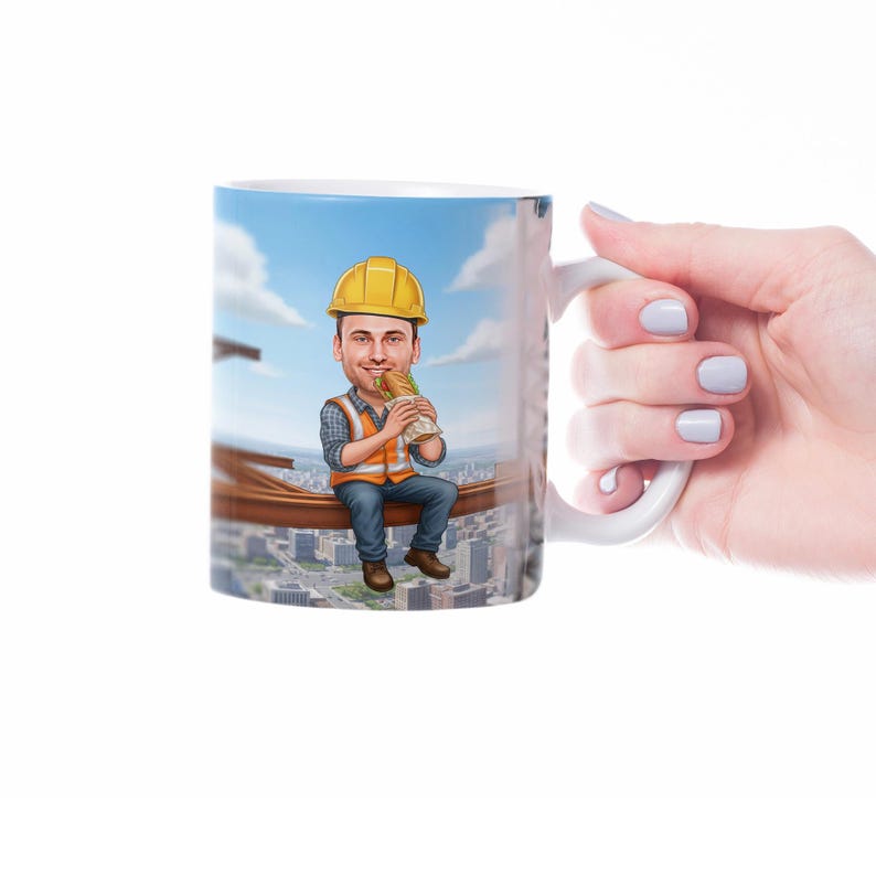 Personalized Construction Worker Cartoon Portrait, Custom Builder ...