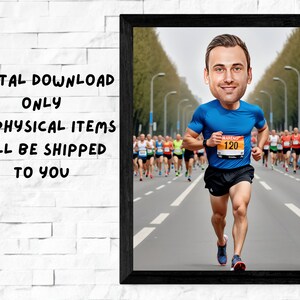 Custom Marathon Running Cartoon Portrait, Gift for Male Marathon Runner ...