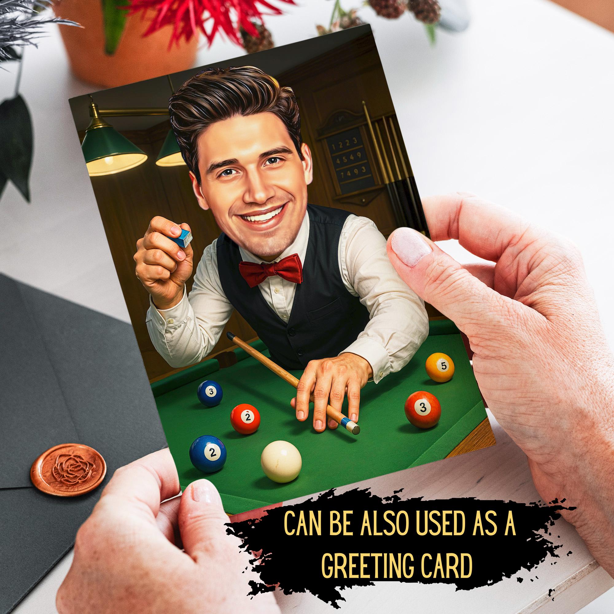 Custom Billiards Caricature: Funny Pool Player Portrait (digital ...