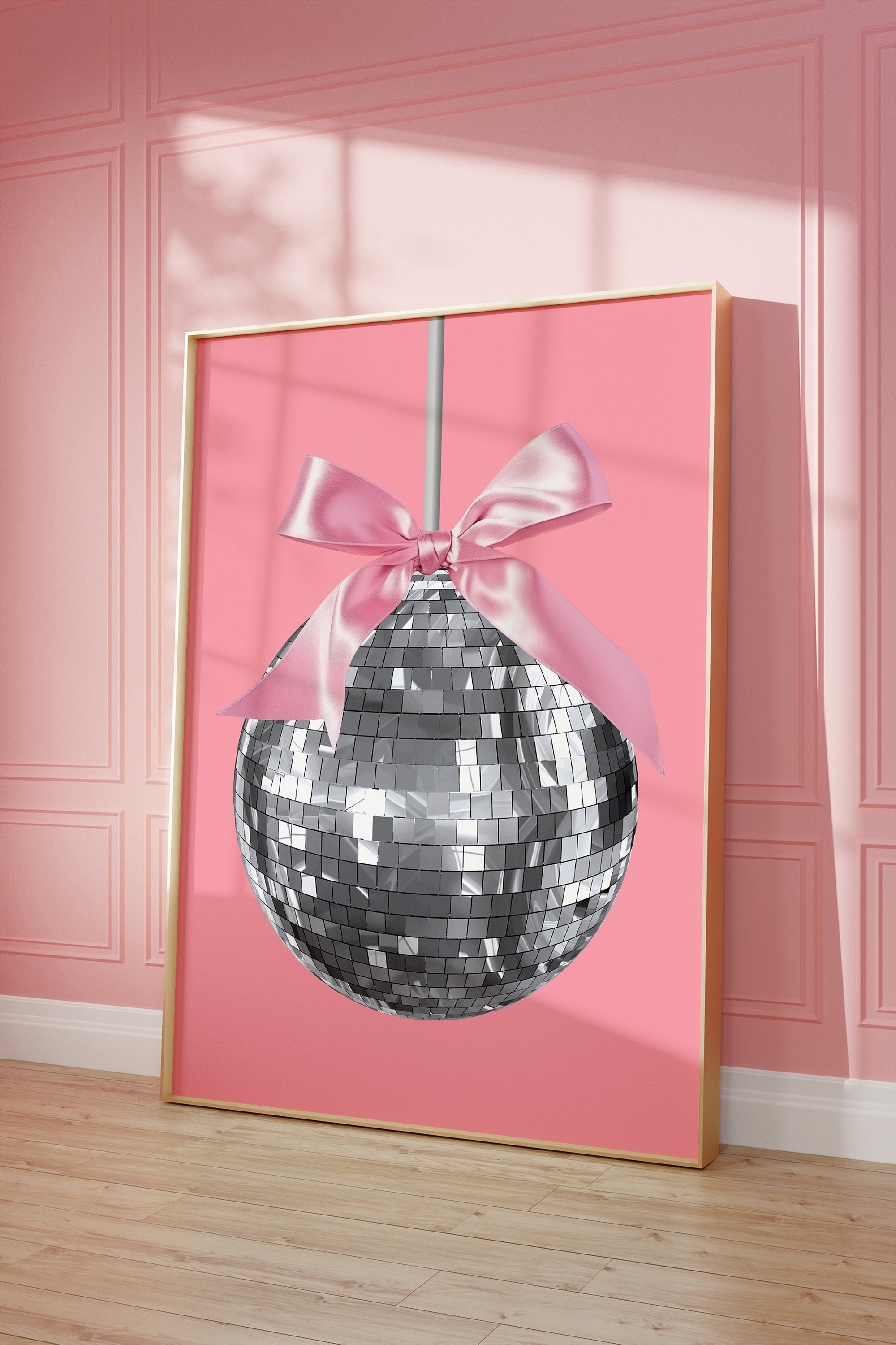 Coquette Bow Disco Ball Print , Girly Wall Art , Preppy Dorm Room Decor ...