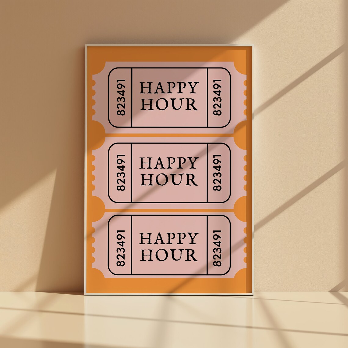 Retro Happy Hour Ticket Wall Art | Trendy Wall Art , Preppy Decor ...