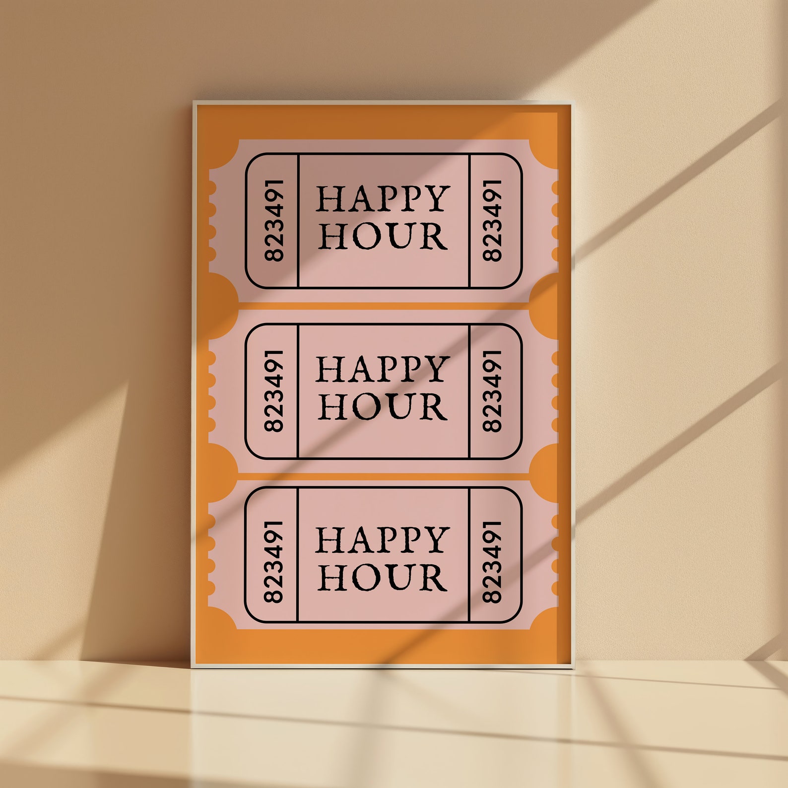 Retro Happy Hour Ticket Wall Art | Trendy Wall Art , Preppy Decor ...